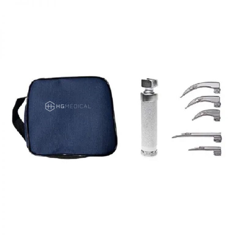 Kit Laringoscópio Adulto + 3 Lâminas Curvas + 2 Retas – HG Medical